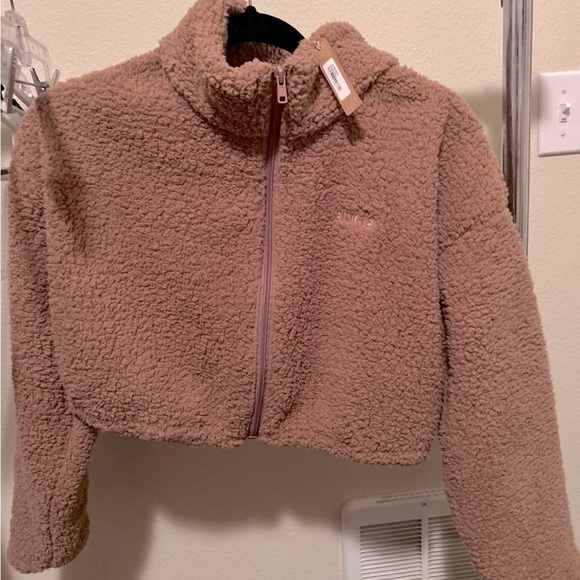 SKIMS | Jackets & Coats | Skims Teddy High Pile Fleece Crop Full Zip ...